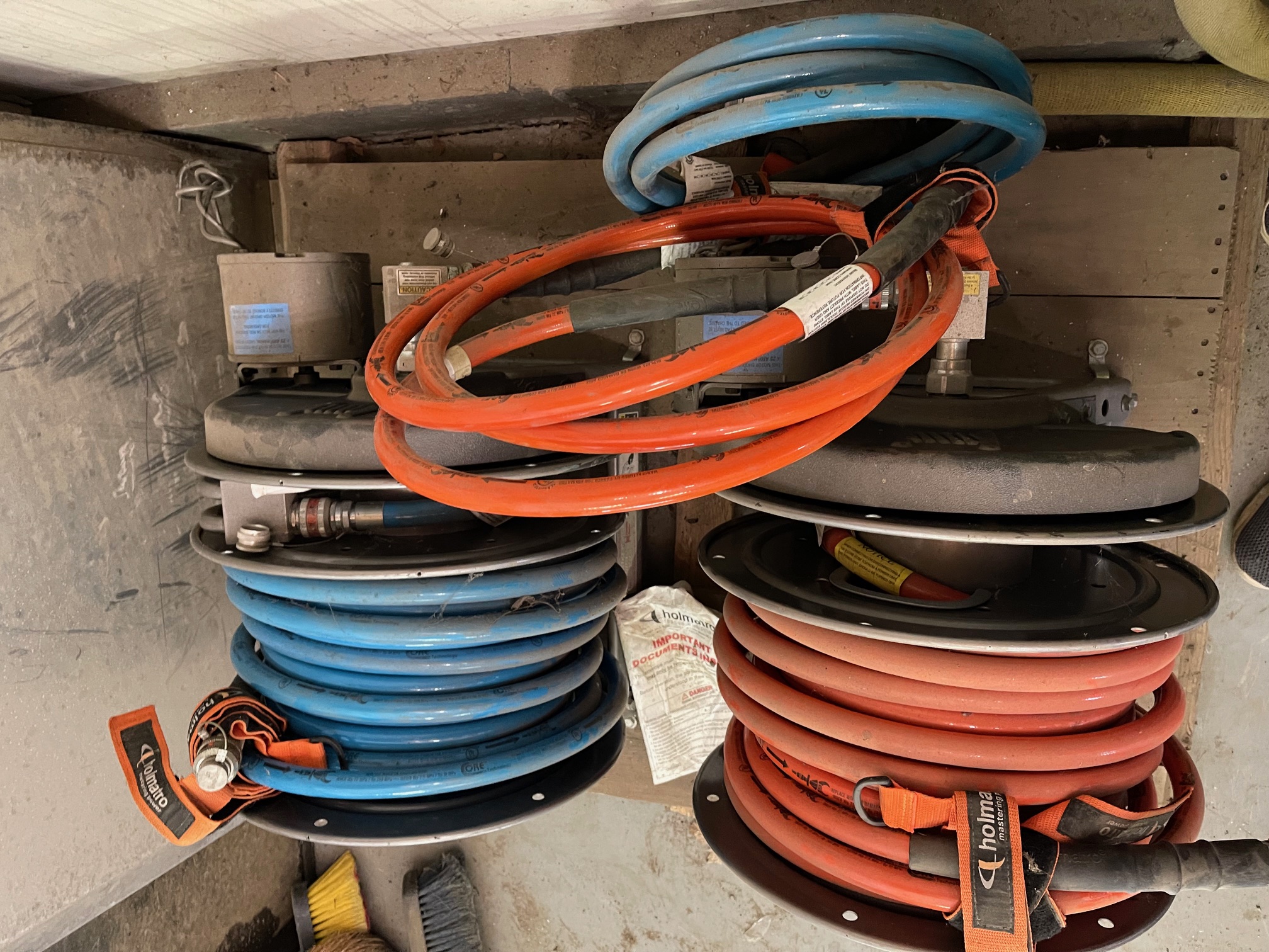 Two 100' Hannay Core Hose Reels with 100' of Holmatro Core Hose ...